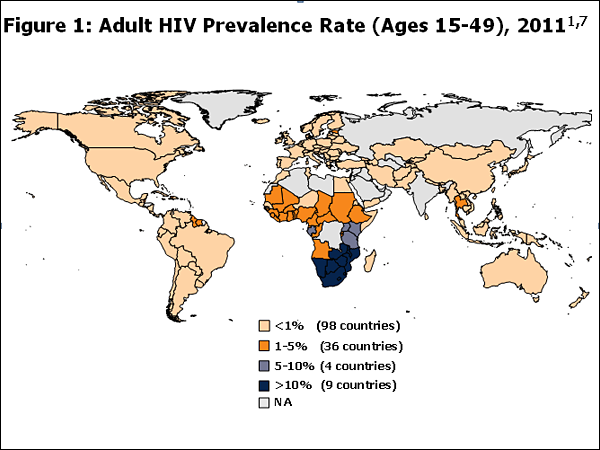 Figure 1 Adult Hiv Prevalence Rate Ages 15 49 2011 Kff