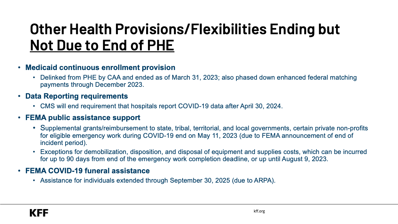 Presentation: The End of the Public Health Emergency Declaration for ...