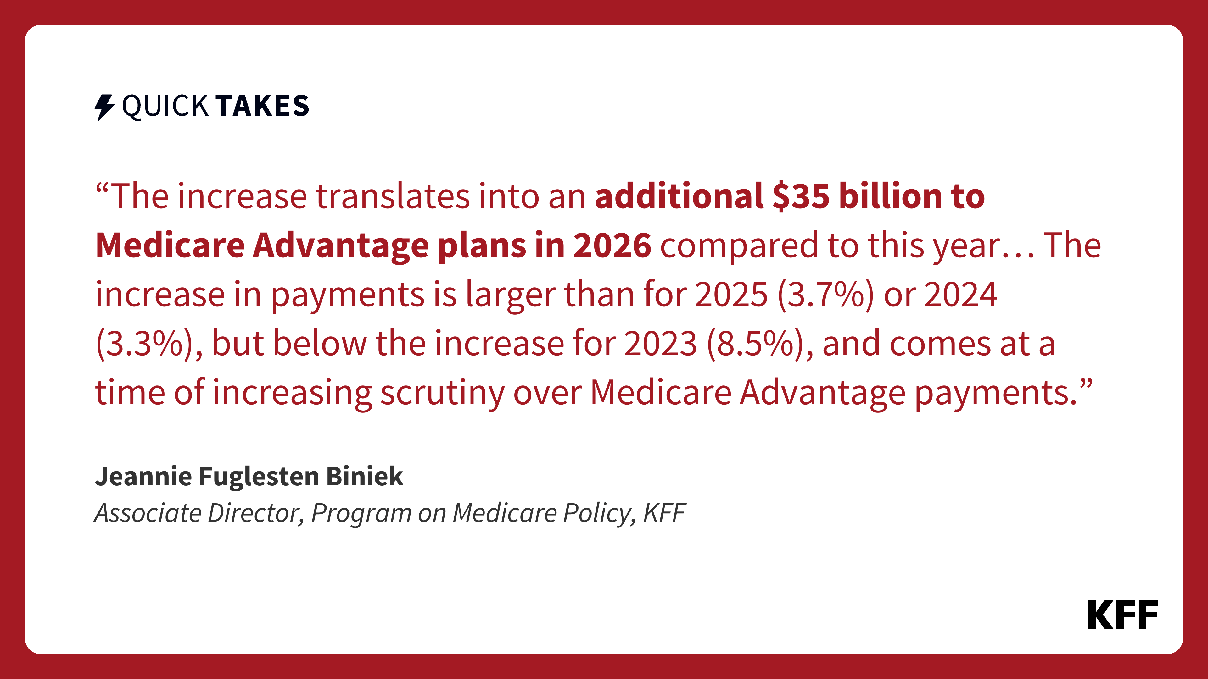 Medicare Advantage Payments to Increase Again| KFF Quick Takes